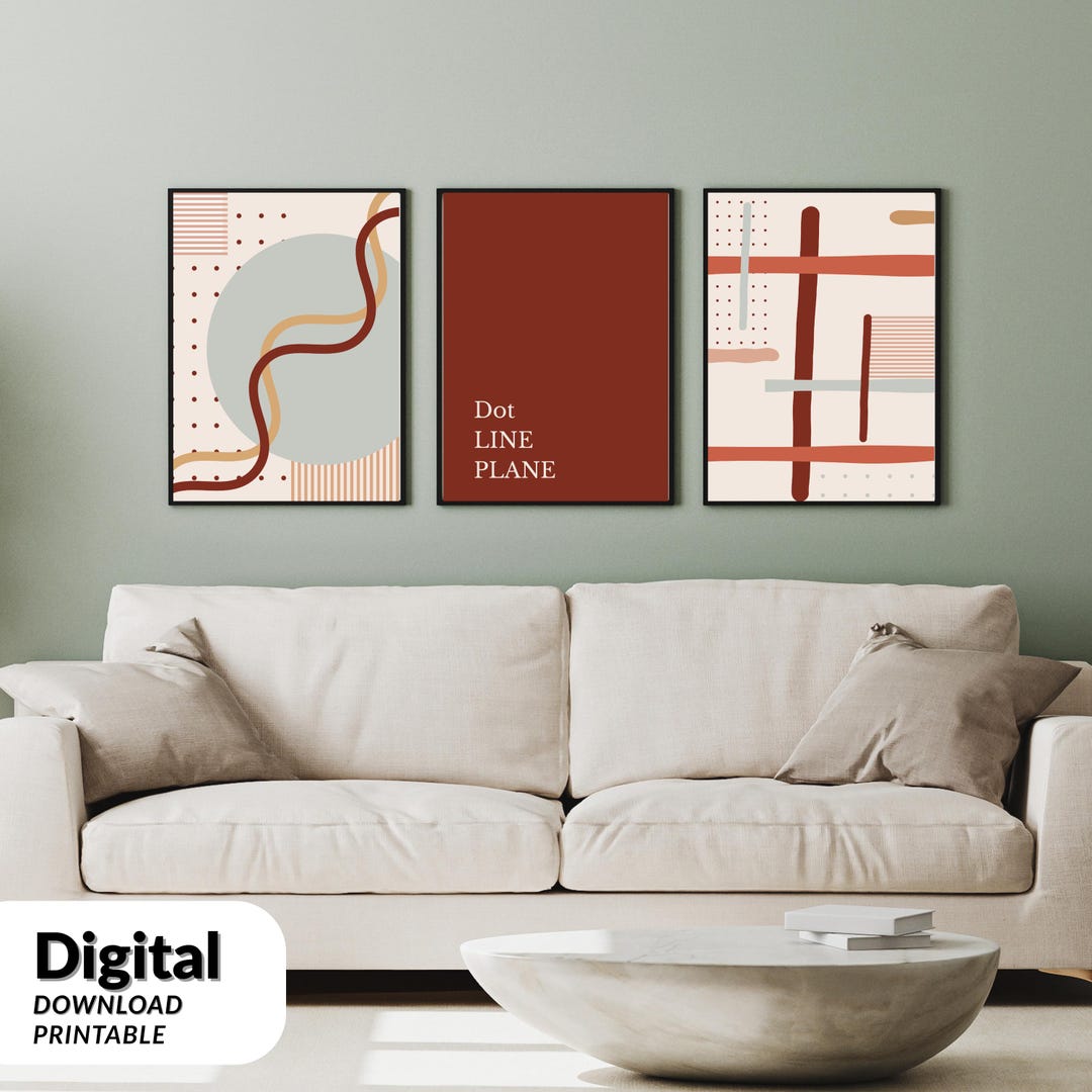 Modern Dot Line Plane Art Print Set: Minimalist Abstract Wall Decor ...