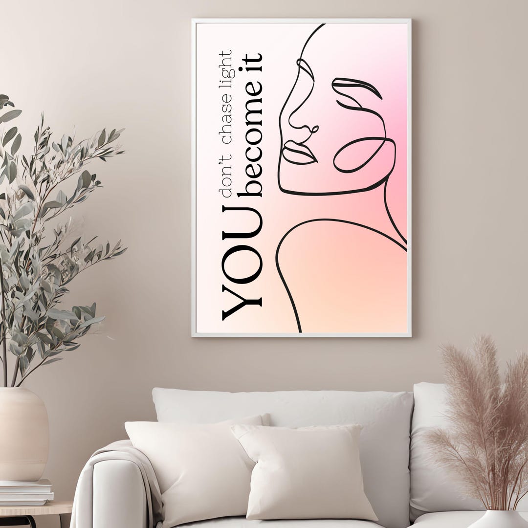 Inspirational Line Art Poster: Self Growth Quote - Modern Wall Decor ...