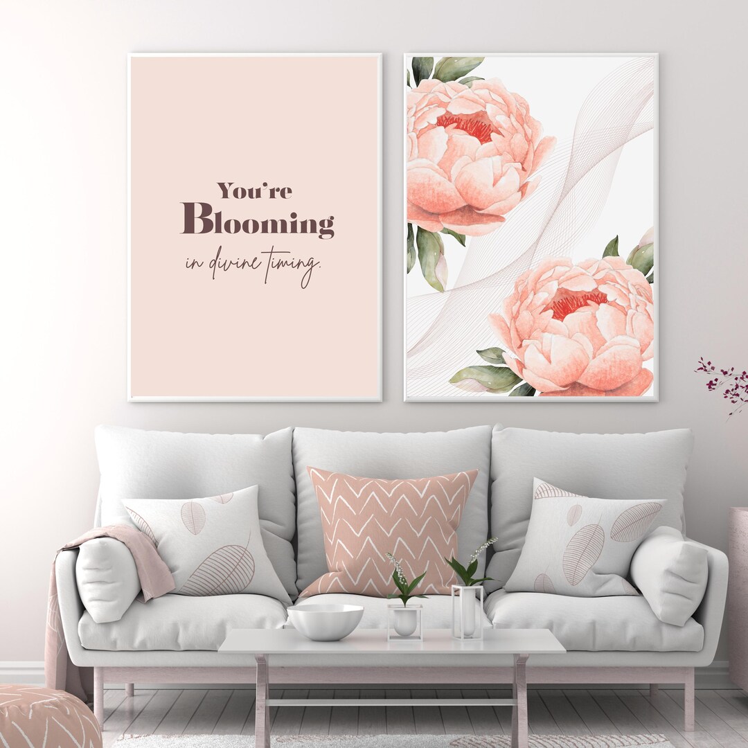 Peony Wall Art Print: Inspirational Quote, Feminine Home Decor (digital ...