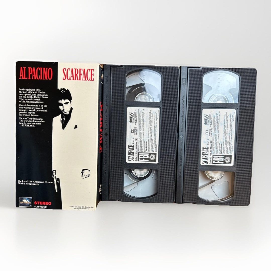 Scarface VHS Al Pacino 1983 MCA Universal 2 Tape Set Color Stereo Crime ...