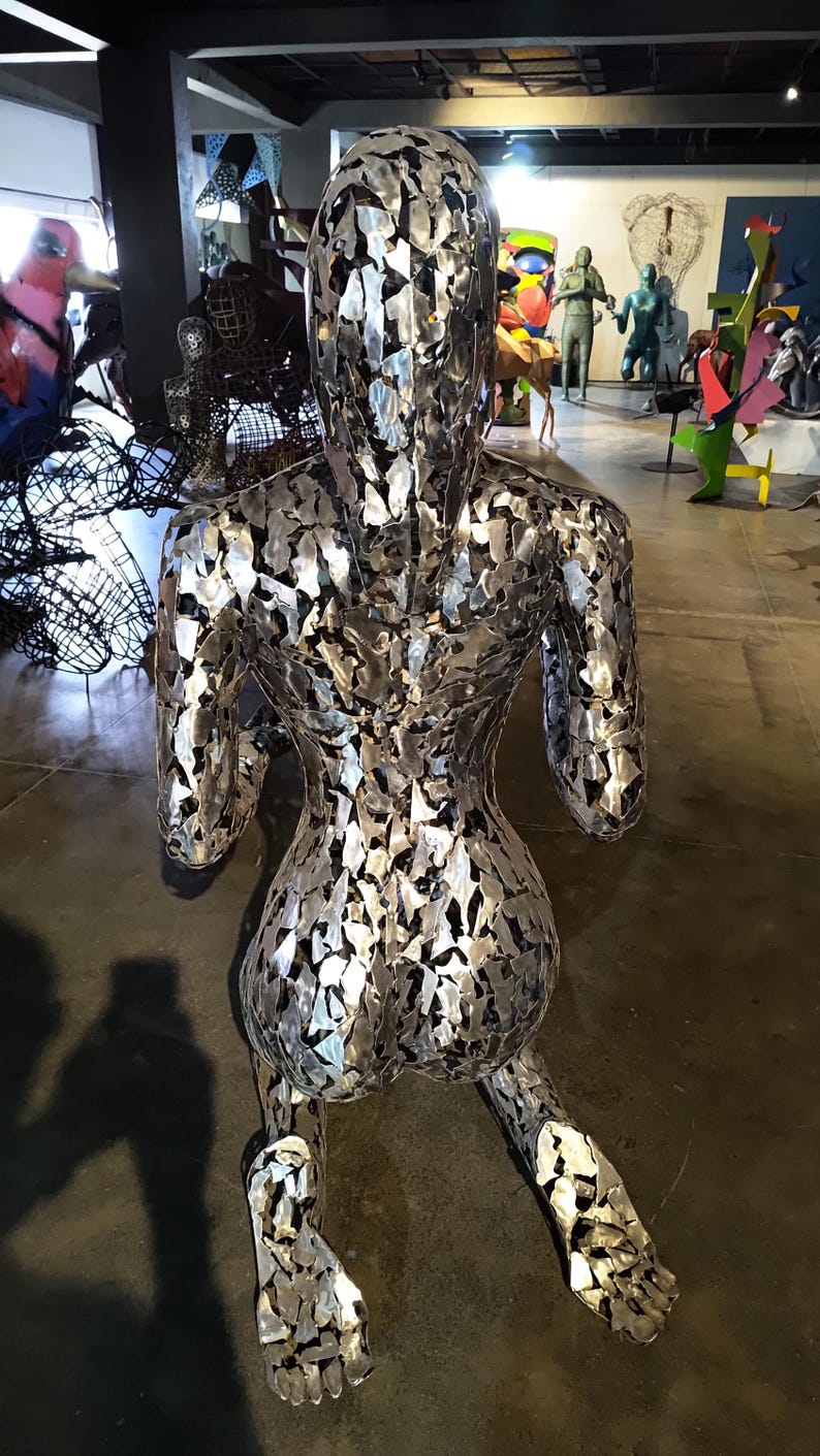 Large Metal Steel Women Sculpture, Harmony Awakened, Ethereal ...