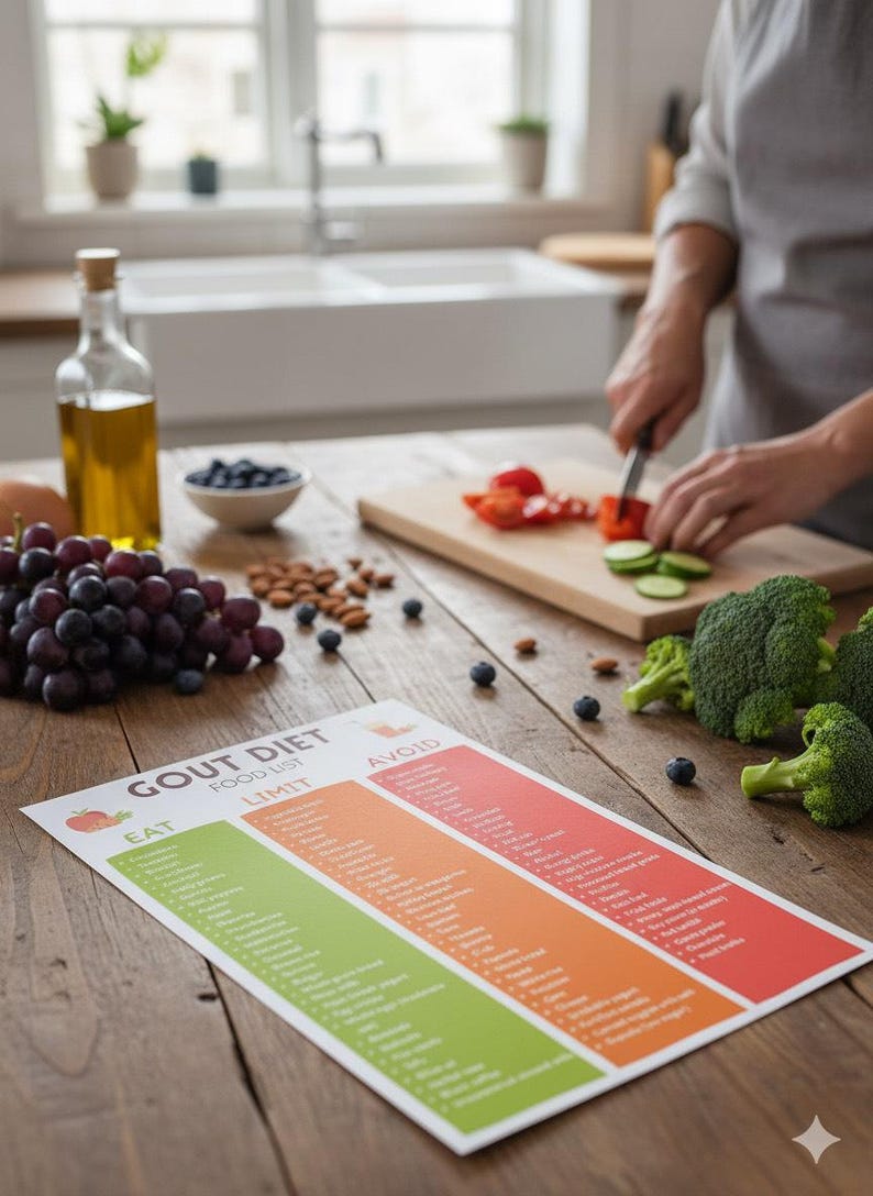 Gout Diet Food List Printable | Gout Diet Food Chart | Low Purine Foods ...