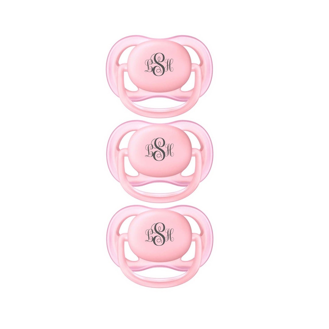 Personalized Avent Pacifiers: Engraved Monogram, Coral Pink, 0-6m (set ...
