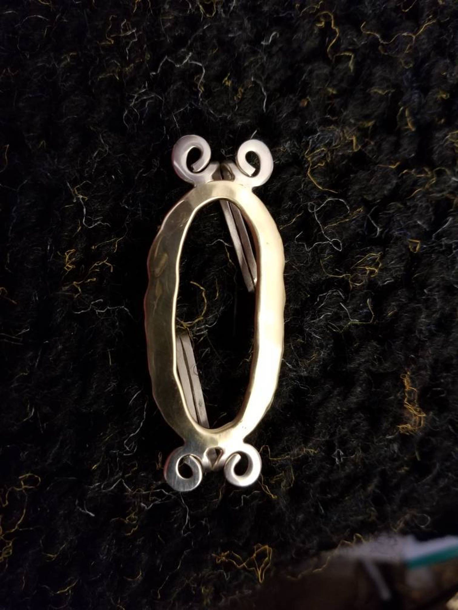 Bold but Lightweight Oval Tab Shaw Pin in Bronze and Sterling | Etsy