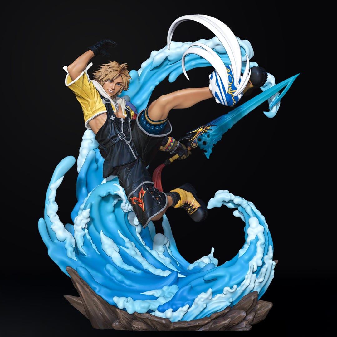 Tidus Fanart Final Fantasy STL Statue | 78mm Split | Bust + Full Statue ...