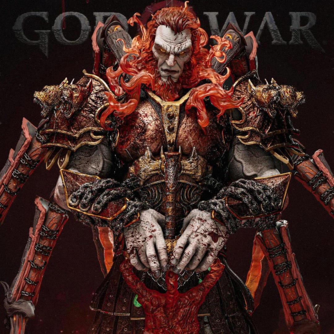 Demonic Warlord STL Statue | 1/6 Scale | Four Bladed Arms + Lava Base ...