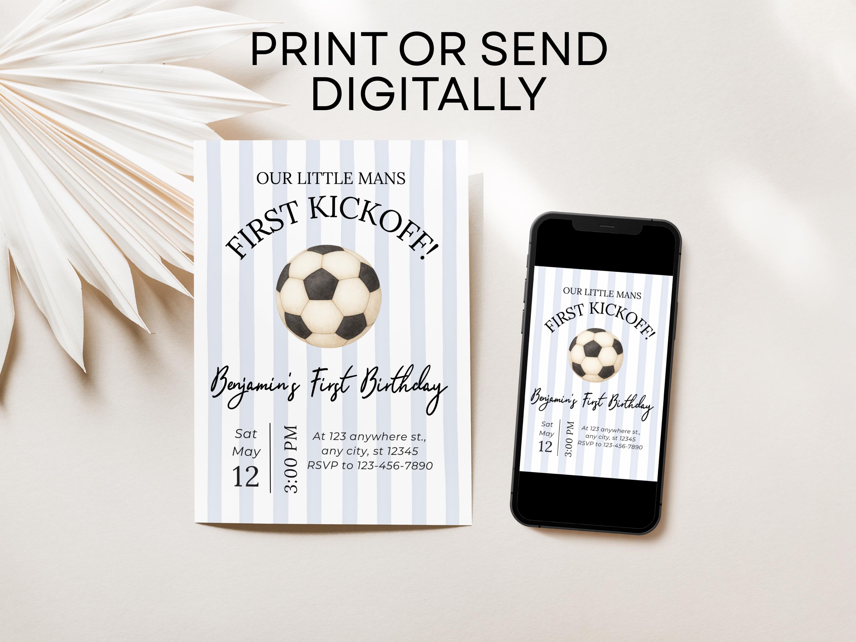 Soccer First Birthday Invitation | Editable Sports Theme | Watercolor ...