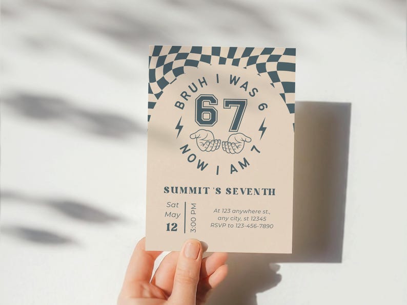 Six Seven Birthday Invite | 6 7 Meme Invitation | Boys 7th Birthday ...