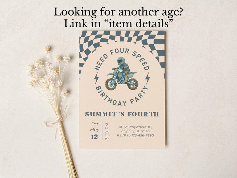 Dirt Bike 5th Birthday Invitation Template | Fifth Invite Speed Racing ...