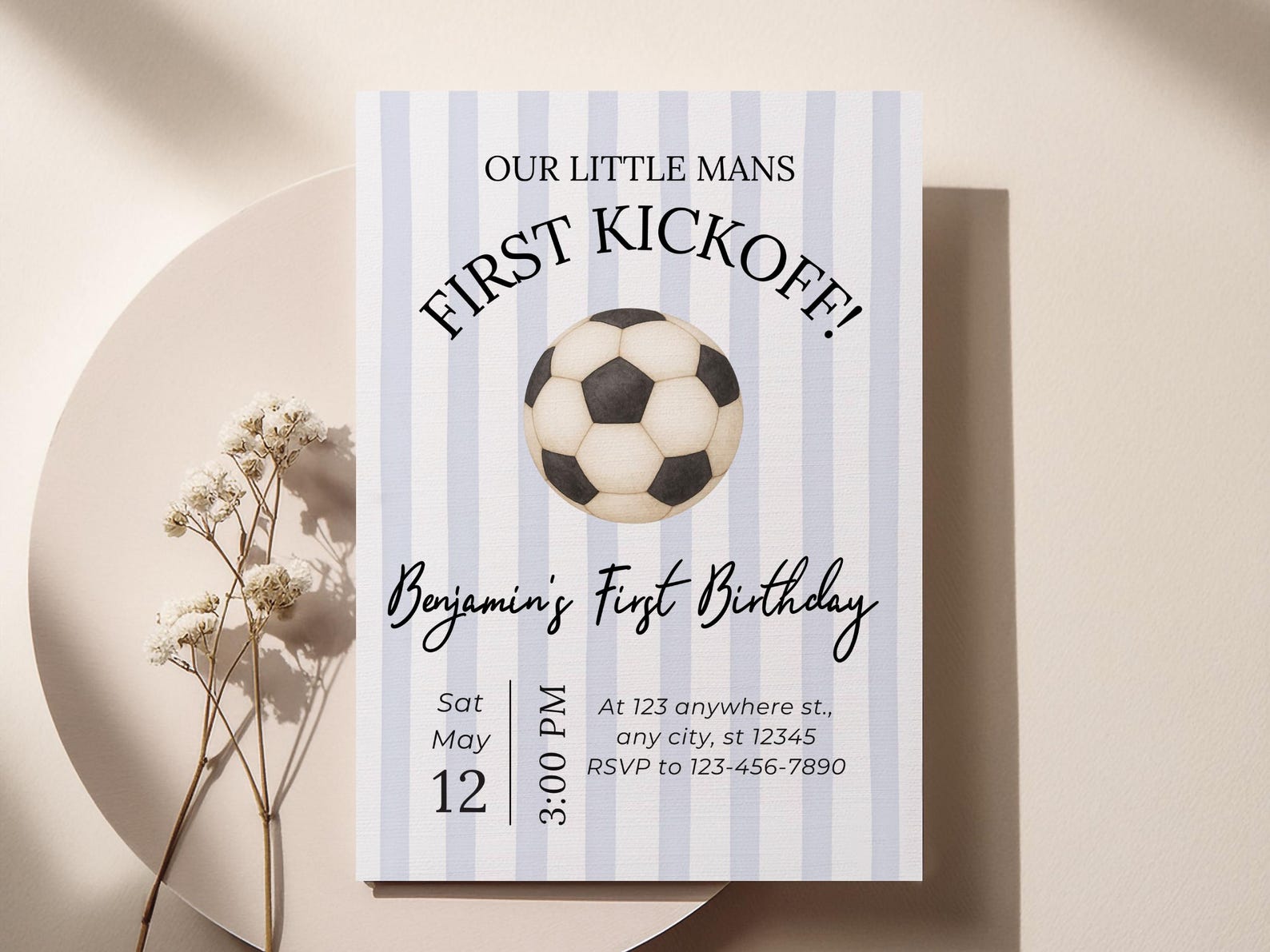 Soccer First Birthday Invitation | Editable Sports Theme | Watercolor ...