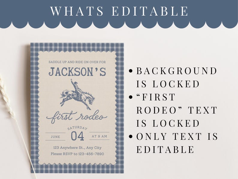 My First Rodeo Invitation Boy Vintage Cowboy 1st Invite, Country Wild ...