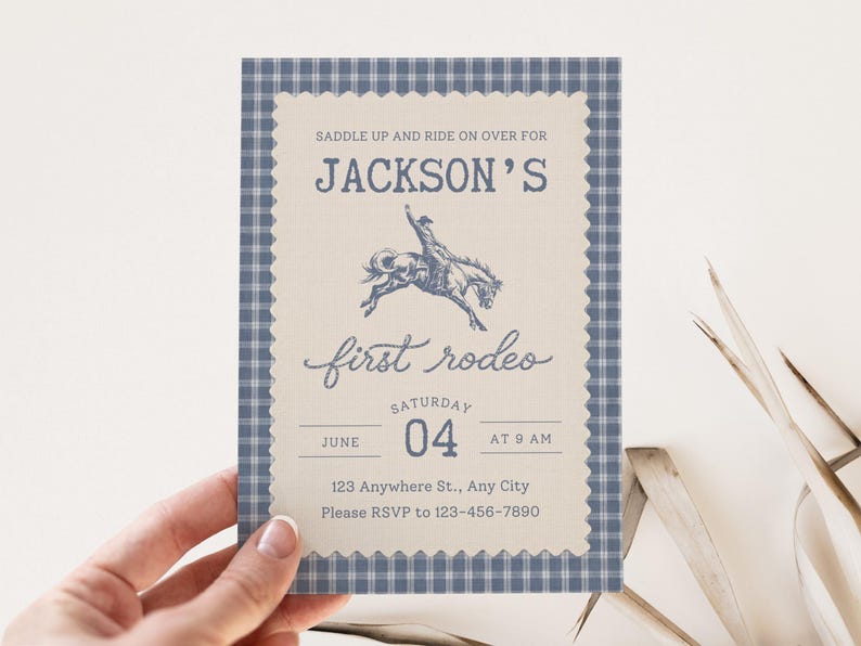 My First Rodeo Invitation Boy Vintage Cowboy 1st Invite, Country Wild ...