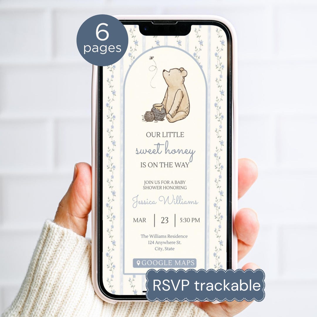 Digital Baby Boy Blue Shower Invitation With RSVP, Honey is on the Way ...