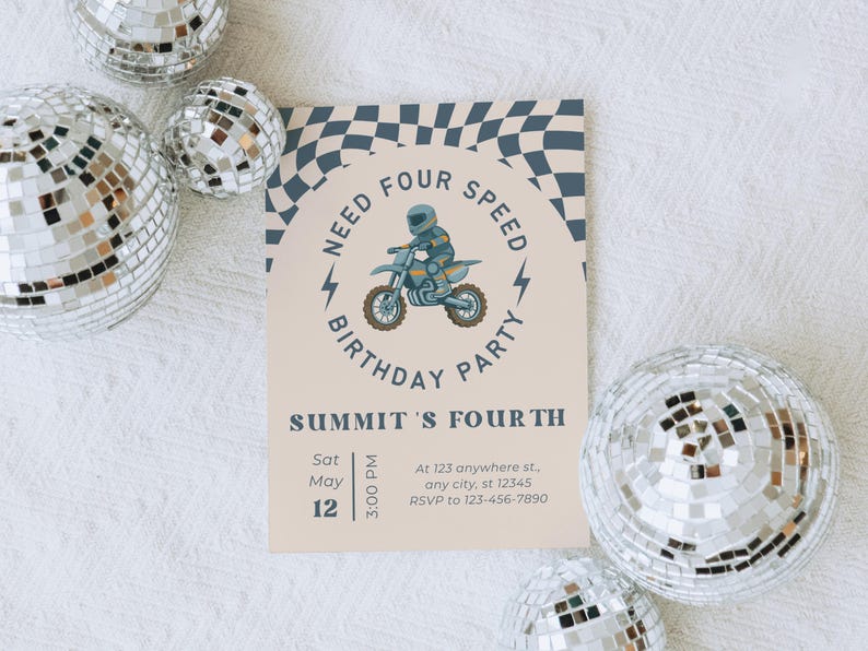 Dirt Bike 4th Birthday Invitation Template | Need Four Speed Racing ...