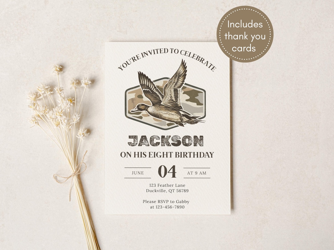 Editable Duck Hunting Birthday Invitation | ANY AGE Modern Camo Party ...