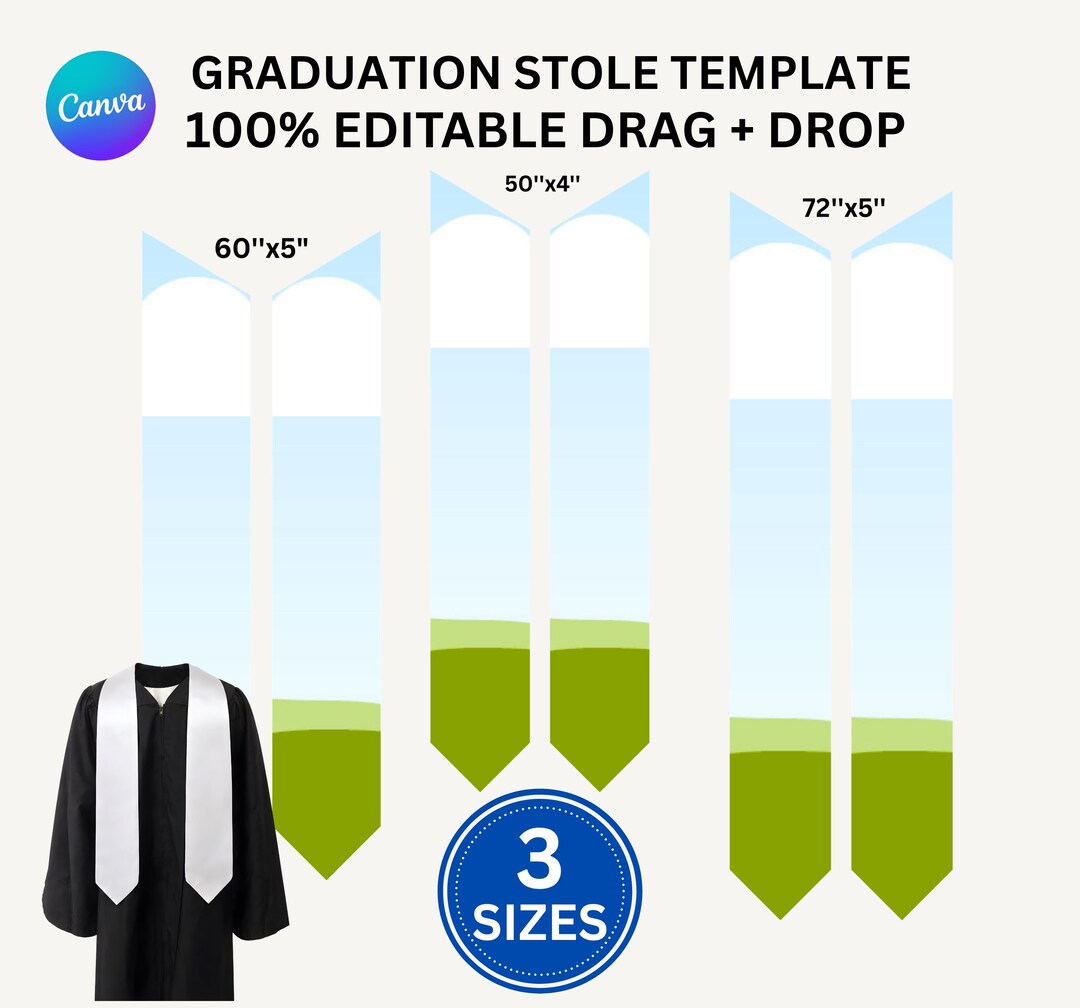 Editable Graduation Stole Canva Frame Template, Grad 2026 Stole ...