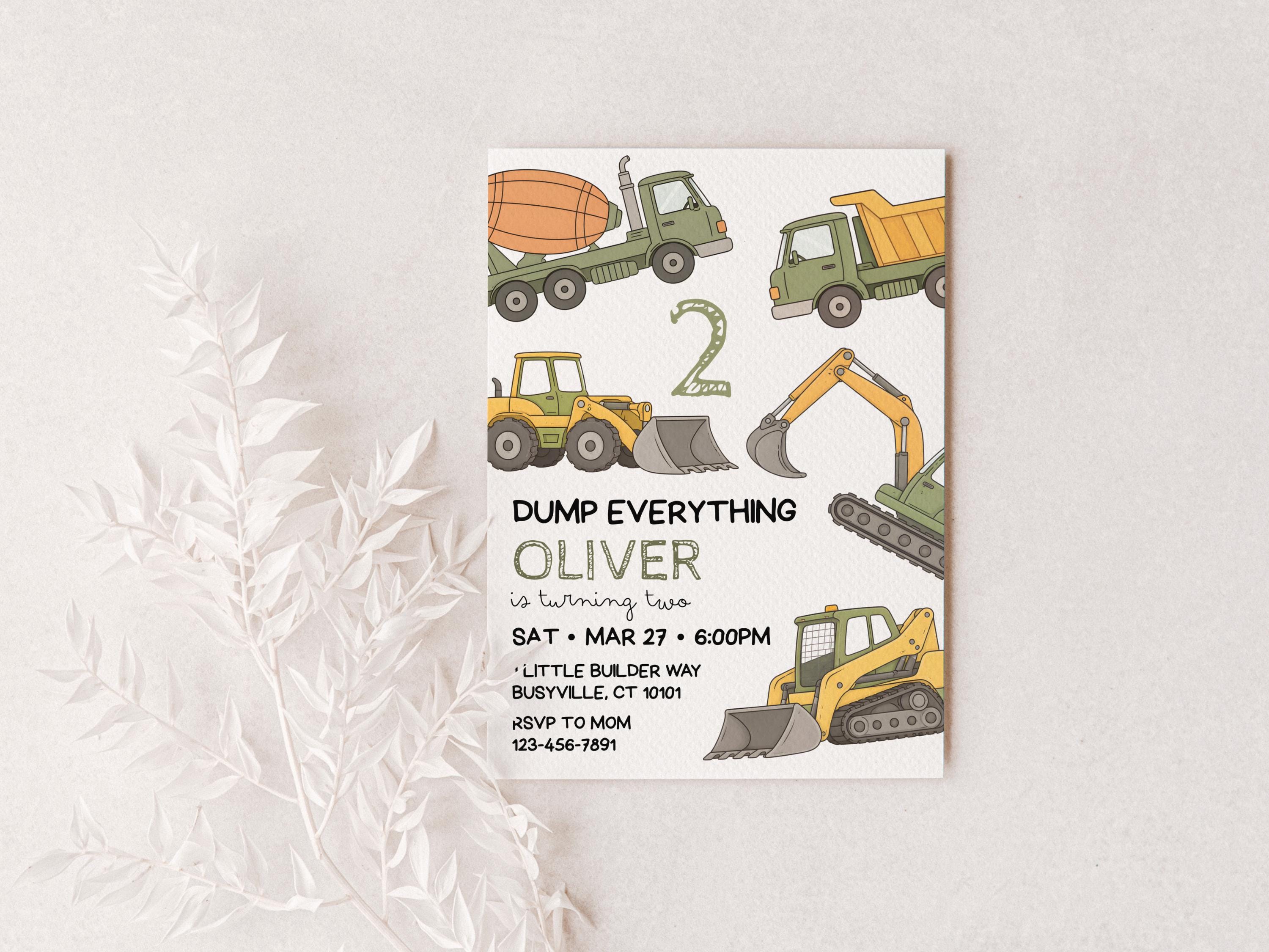 Editable Construction Birthday Invitation | ANY AGE Green Digging It ...