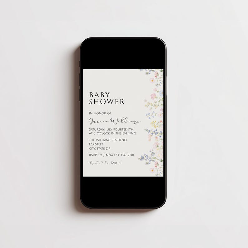 Flower Baby in Bloom Invite Wildflower Boho Baby Invitation | Girl Baby ...