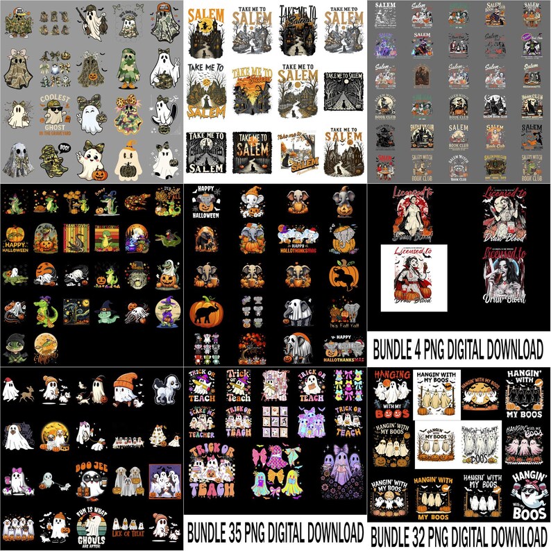 Halloween MEGA PNG Bundle 1000+, Ghost Pumpkin Sublimation Pack, Fall ...