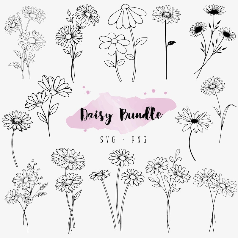 Boho Flowers Line Art Svg - Etsy