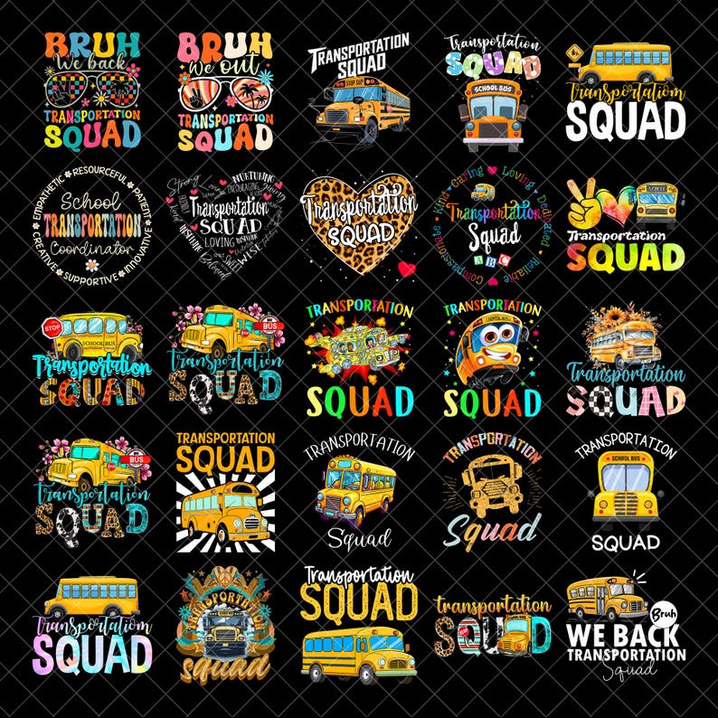 Transportation Squad School Bus Png Bundle, Teacher Png, Transportation ...
