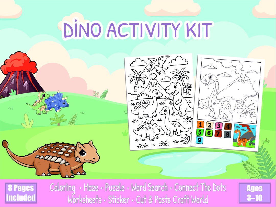 Dino Activity Pack for Kids (35 Pages) Ages 3–10 - Etsy