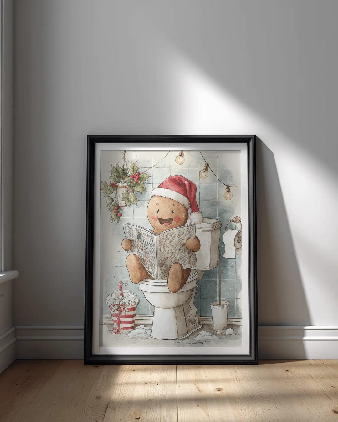 Buy Gingerbread Man on Toilet Print | Christmas Bathroom Humour ...