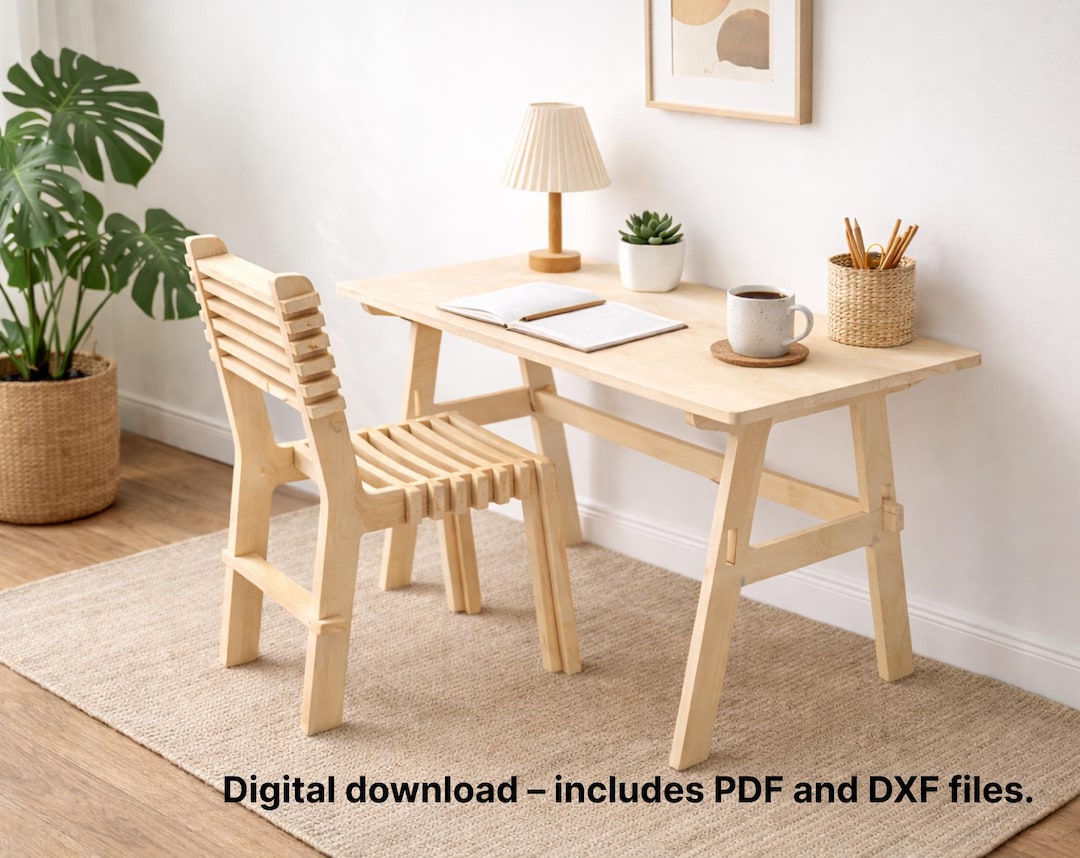 DIY Dining Chair & Table Set Plans | CNC Woodworking Project (pdf, Dxf ...