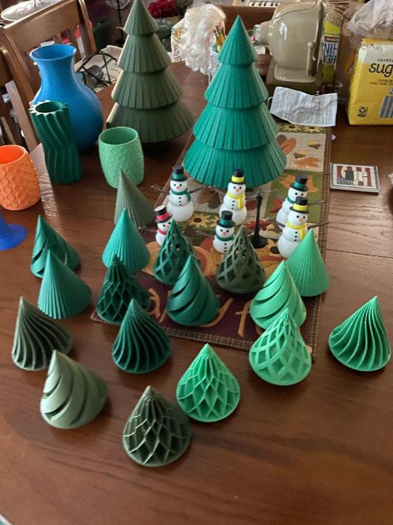 3D Printable Christmas Tree Set STL – Modern Holiday Decor Ornaments ...