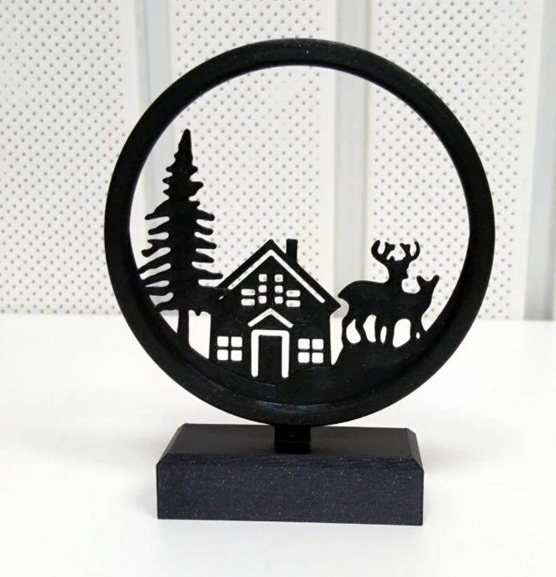 Rustic Winter Scene STL – 3D Printable Holiday Decor With Cabin, Deer ...