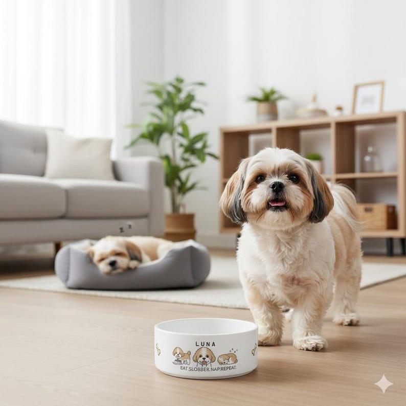 Personalized Dog Eat Slobber Nap Repeat Pet Ceramic Dog Bowl - Etsy