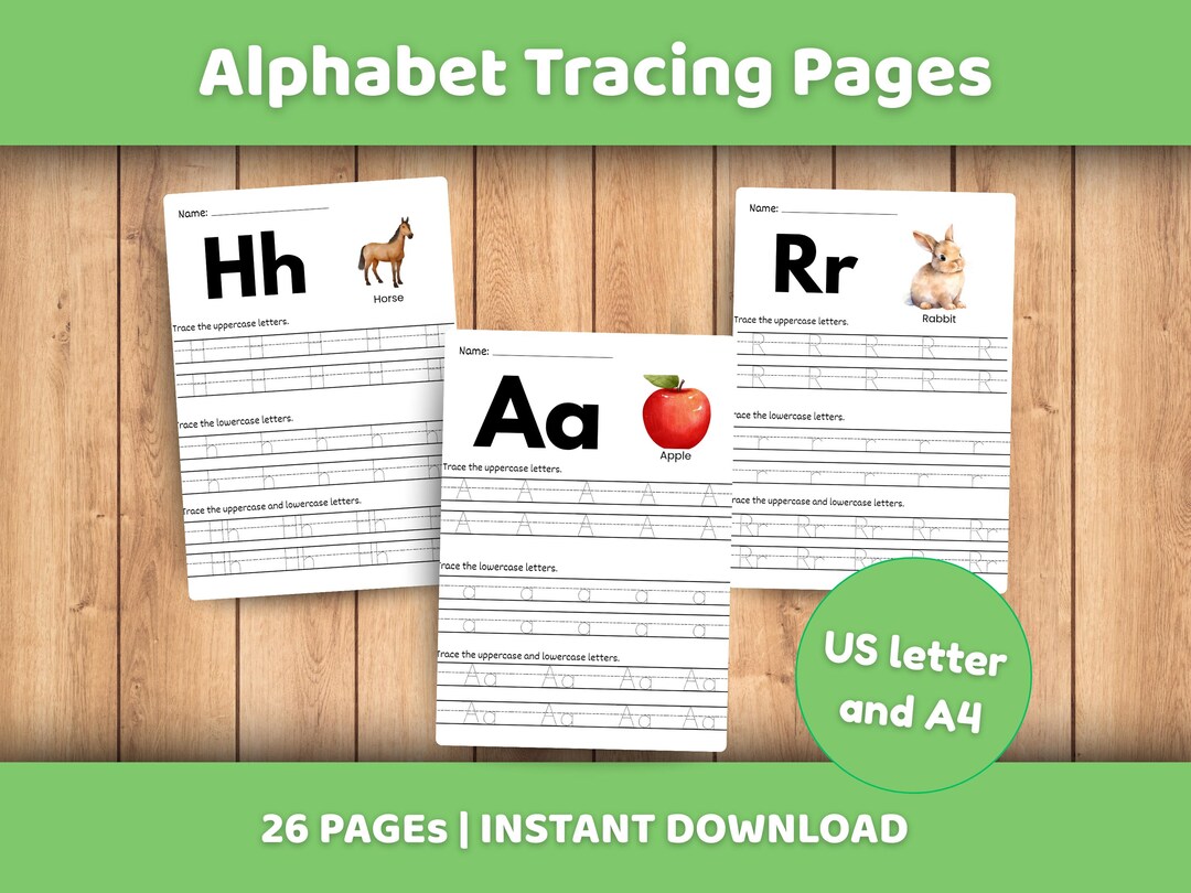Alphabet Tracing Book PDF, Printable ABC Book, Preschool Kindergarten ...