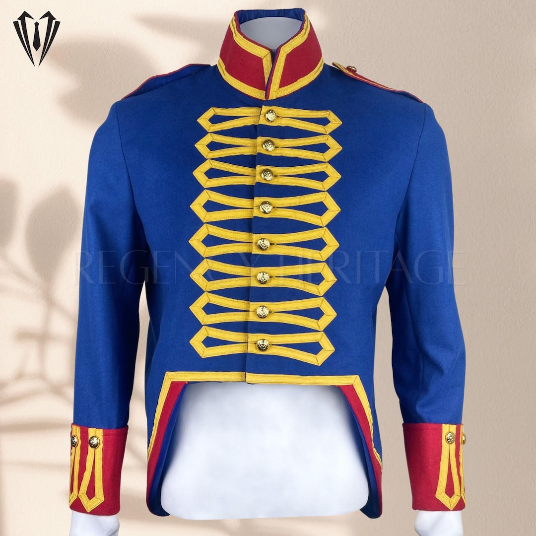 Blue Hussar Jacket | Handmade Napoleonic Parade Coat, Gold Braid - Etsy