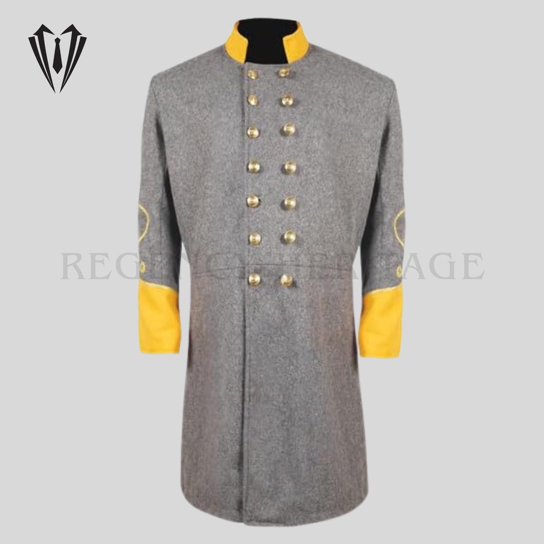 Handcrafted US Civil War Cavalry Grey Frock Coat | Men’s Double ...