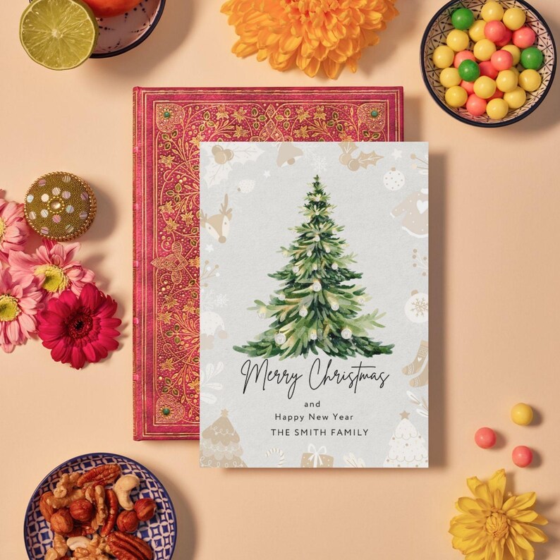Editable Christmas Card | Canva Template, Printable Holiday Greeting ...