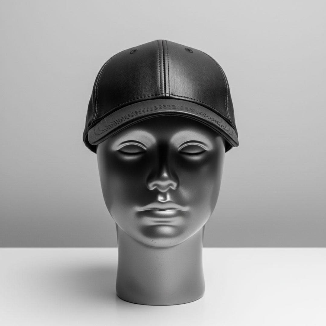 Black Leather Baseball Cap Handmade Real Cowhide Adjustable Caps for ...