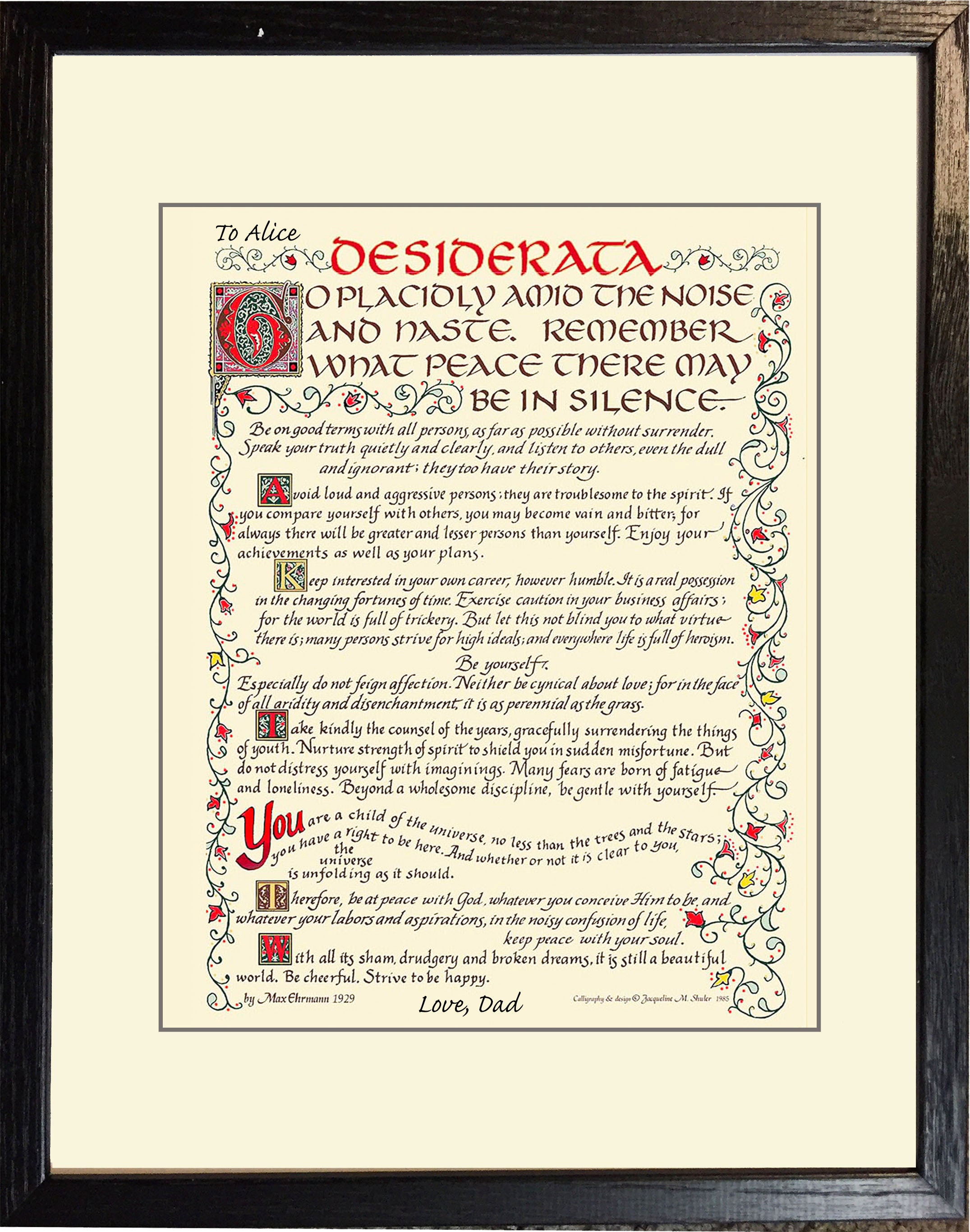 Desiderata, Go Placidly Amid the Noise, by Max Ehrmann, Framed Print ...