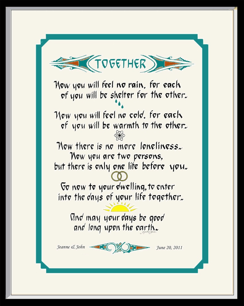 Custom Apache Wedding Blessing, Native American Images, Personalized ...