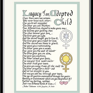 Custom Adopted Child Gift - Free Personalizing, Matted and Framed, for ...