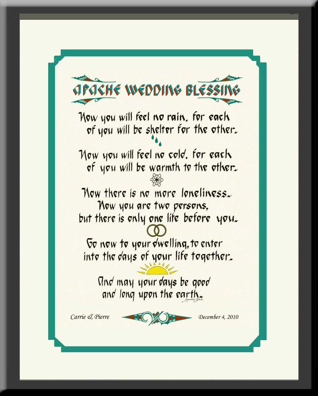 Custom Apache Wedding Blessing, Native American Images, Personalized ...