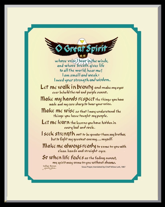 Great Spirit Prayer for Strength and Wisdom Native American - Etsy