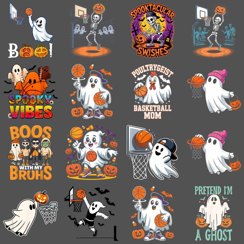 Ghost Playing Basketball Halloween PNG, Funny Spooky Sports Quote ...