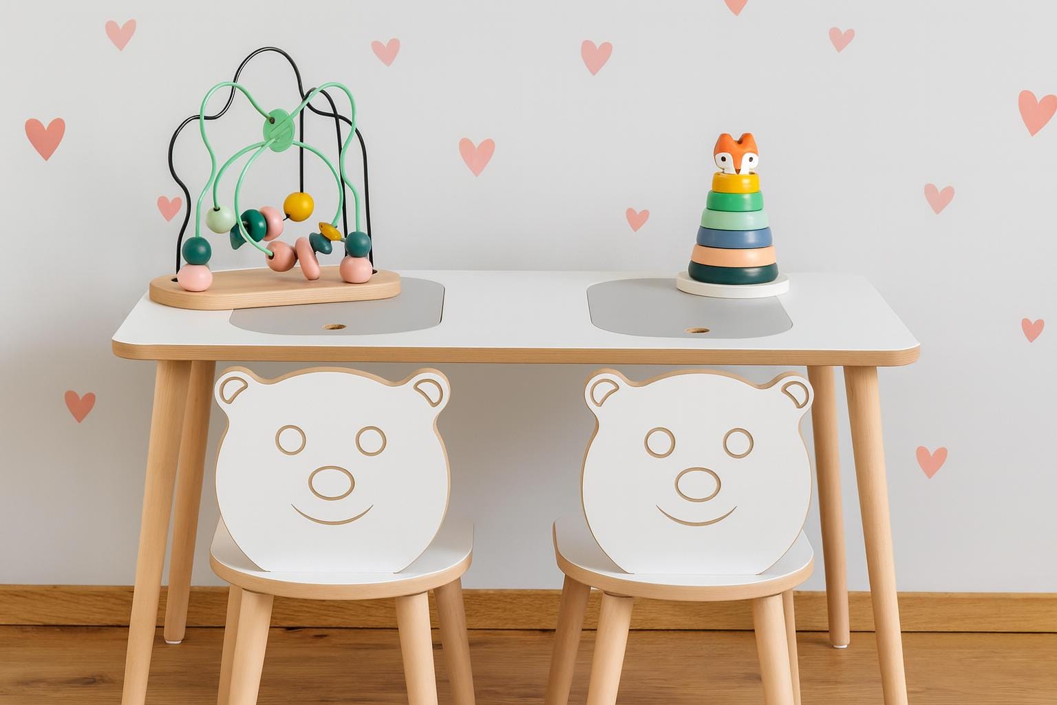 Montessori Kids Table and Chair Set | Wooden Toddler Desk and Chair ...