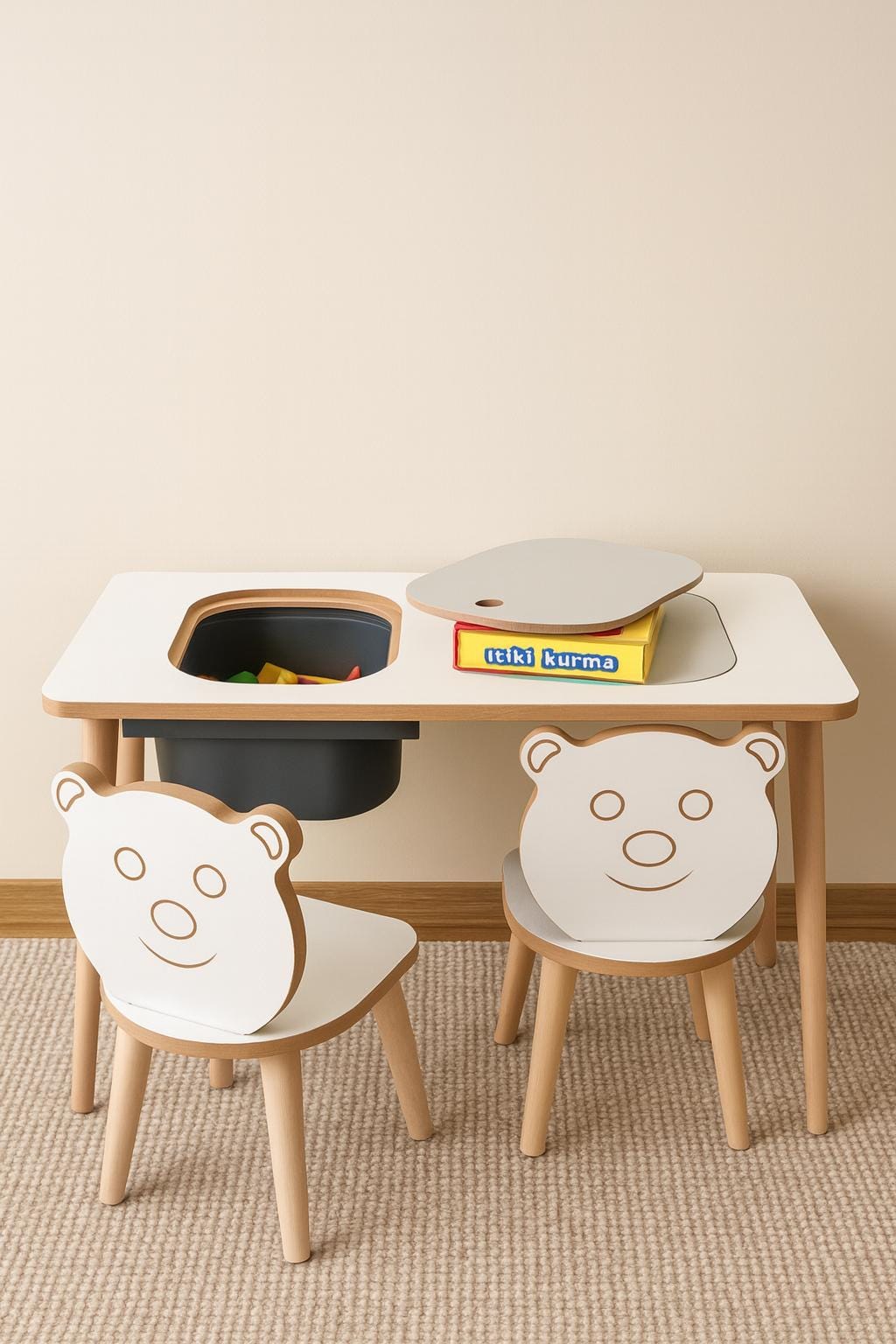 Montessori Kids Table and Chair Set | Wooden Toddler Desk and Chair ...