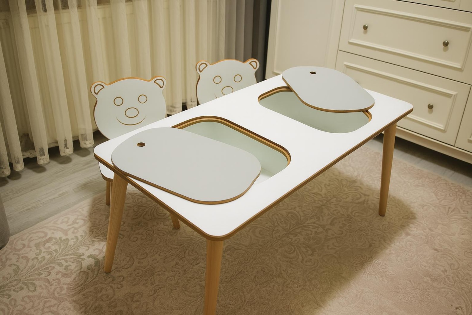 Montessori Kids Table and Chair Set | Wooden Toddler Desk and Chair ...