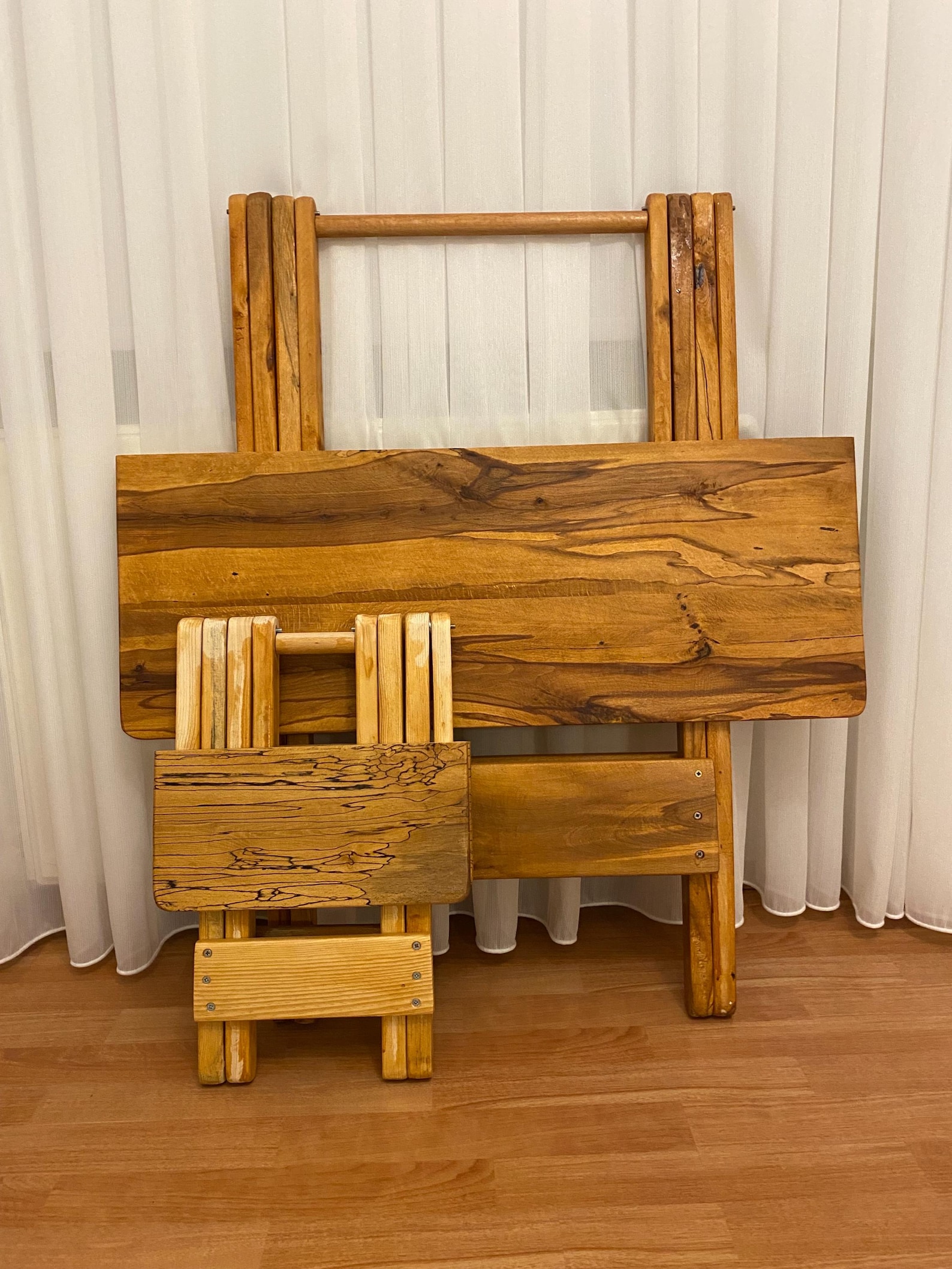 Rustic Foldable Wooden Dining Table, Space Saving Drop Leaf Table for ...
