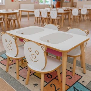 Montessori Kids Table and Chair Set | Wooden Toddler Desk and Chair ...