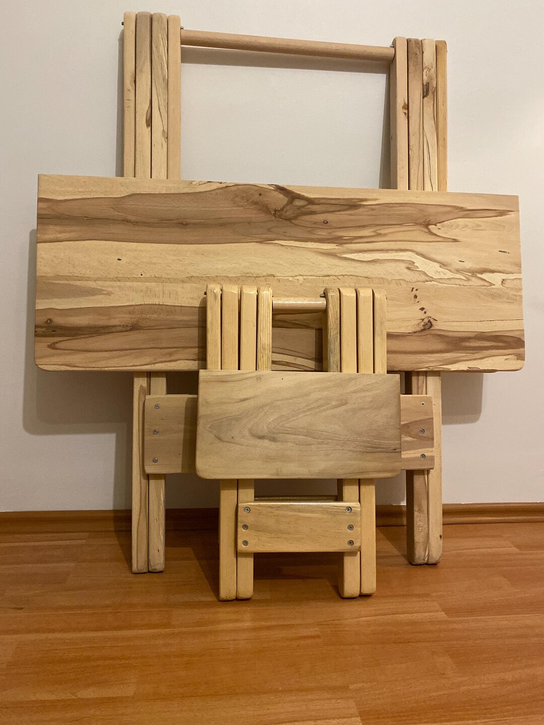 Rustic Wooden Foldable Table, Multifunctional Dining Table, Collapsible ...