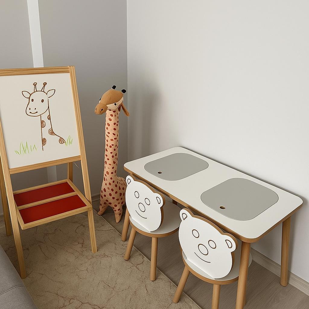 Montessori Kids Table and Chair Set | Wooden Toddler Desk and Chair ...