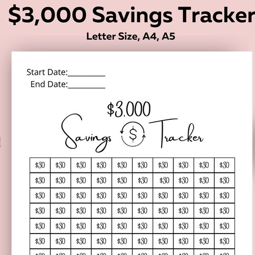 3k Savings Tracker Printable Savings Goal Savings - Etsy